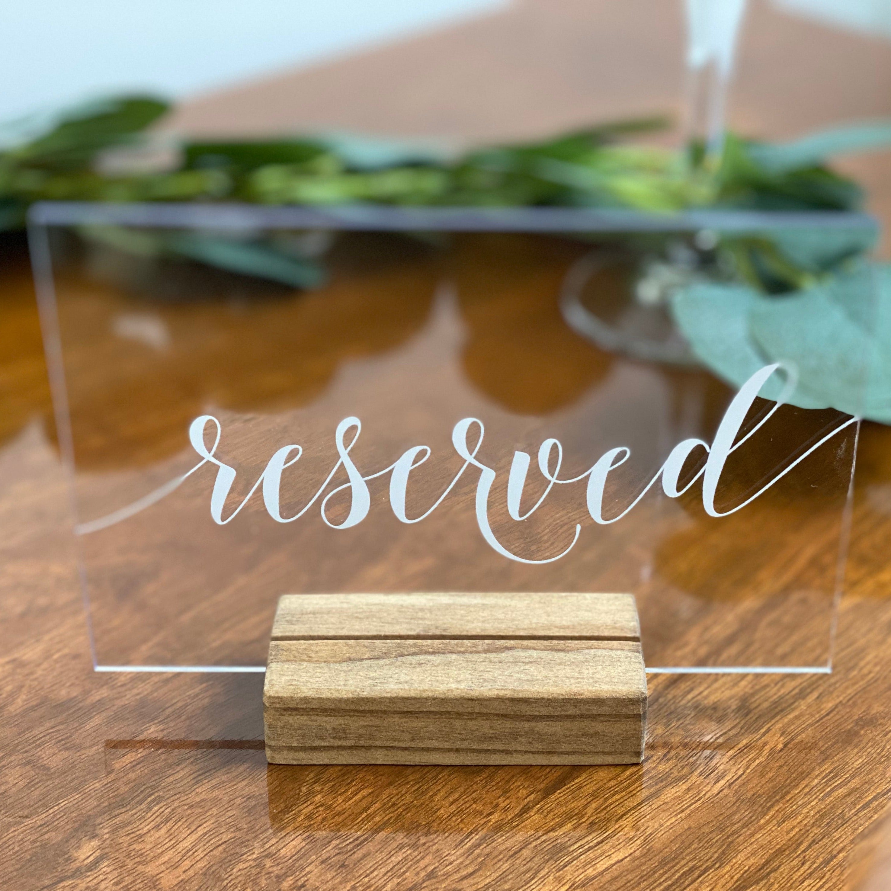 Acrylic Reserved Table Sign – Willow + Barn